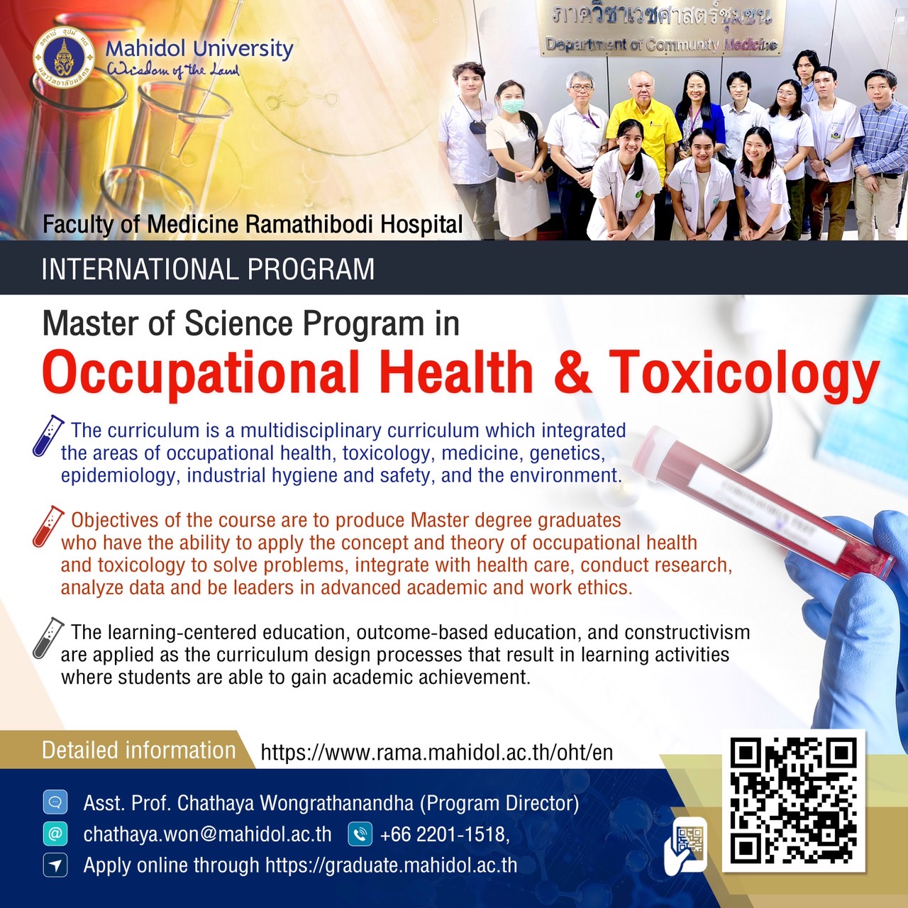 ADMISSIONS 2025 | Master of Science Program in Occupational Health and Toxicology (International ...